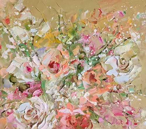 Картина маслом розы картина с цветами