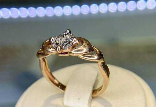 Золотое кольцо с бриллиантом 585 проба(бдж)
