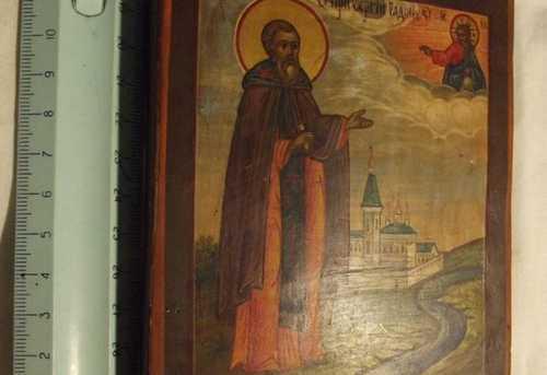 Икона: Святой Преподобный Сергий Радонежский. 19 в