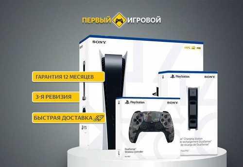 PS5 Новая + 2 Геймпад + Оригинальная станция