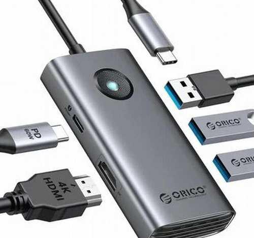 Usb type-c хаб док-станция orico 5-в-1 PW11-5P