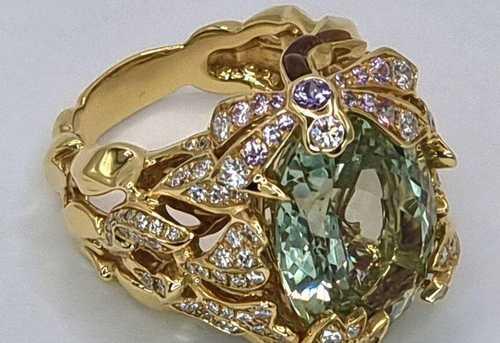 Золотое кольцо Christian Dior Dragonfly с бериллом