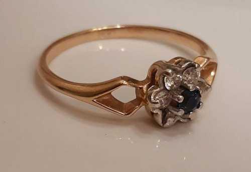 Золотое кольцо Сапфир и бриллианты