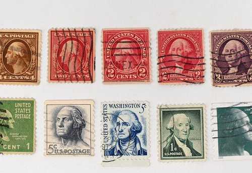 Почтовые марки США. Набор 10 штук. №6 Вашингтон