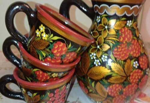 Набор посуды для чая и пр. Хохломская роспись
