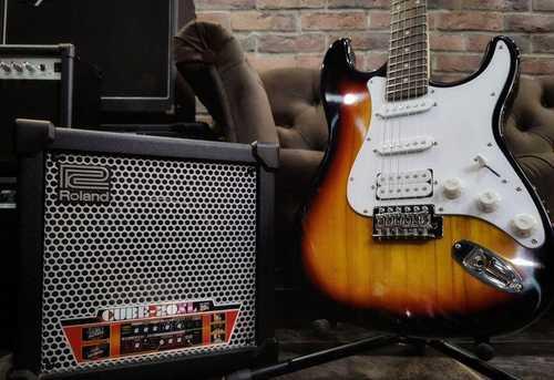 Комплект Электрогитара под Fender + Roland Cube