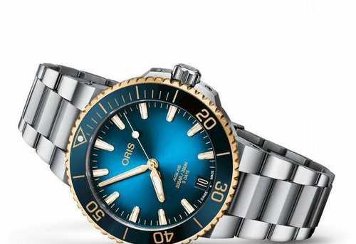 Oris Aquis Date Blue Dial Gold Steel Часы Оригинал