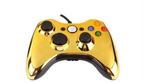 Геймпад проводной для Xbox 360 хром золото