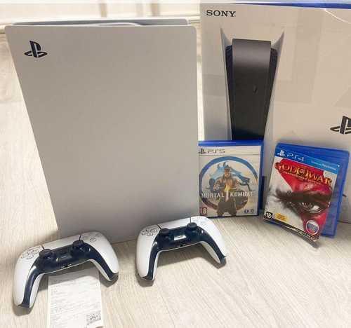 Sony playstation 5 ps5 с дисководом 2 джойстика