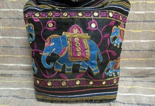 Индийская текстильная сумка с вышивкой
