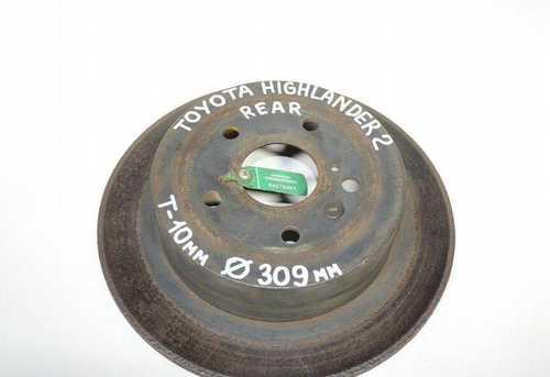 Диск тормозной задний Toyota Highlander GSU45 3.5