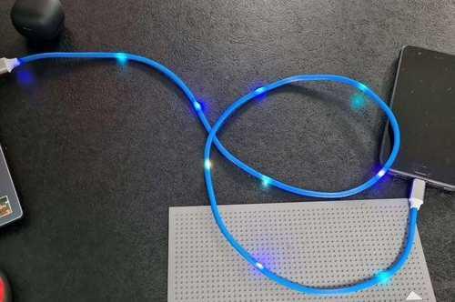 Светящийся кабель Type-C RGB реагирует на звук