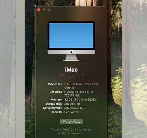 Apple iMac late 2013 27" 32Gb RAM 1TB HD