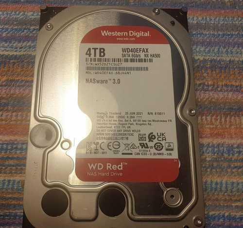 Жёсткий диск WD Red 4TB/тб WD40efax