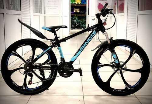 Велосипед с литыми дисками Черно-голубой новый