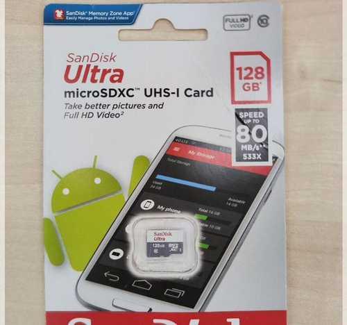 Карта памяти SanDisk Ultra microsdxc UHS-I 128 гб