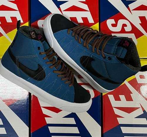 Nike SB Blazer Mid синие (утепленные)