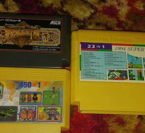 Картридж на Famicom и пиратка Dendy из 90-х