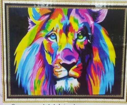 Алмазная мозаика - Цветной лев