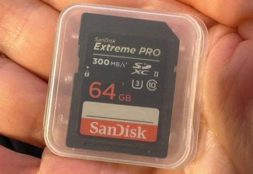 Карта памяти Sandisk extreme Pro 300 md/s 64 GB