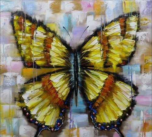 Картина с бабочками Желтая бабочка абстракция