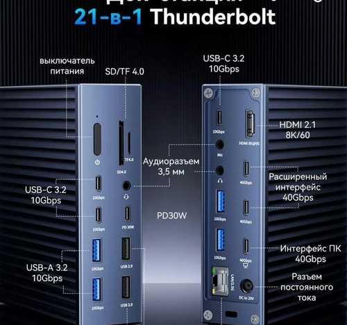 Acasis DS-9007 - мощная док-станция Thunderbolt 4