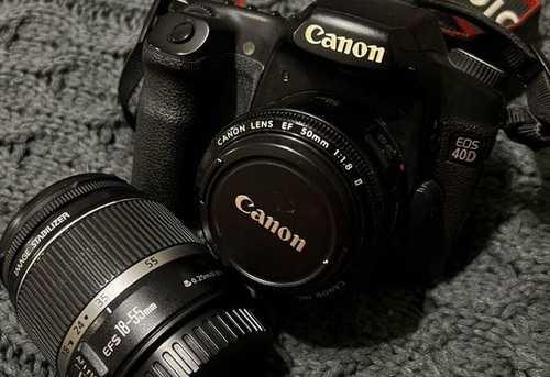 Зеркальный фотоаппарат canon 40D +2 объектива