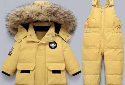 Зимний комбинезон с курткой натур мех 80