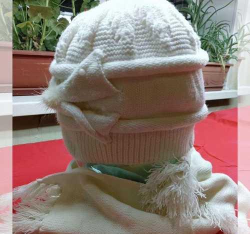 Шапка женская вязаная+шарф