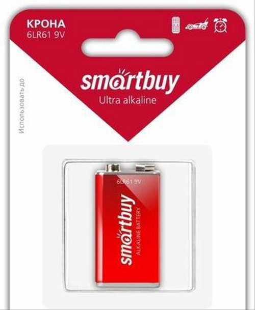 Батарейка Крона SmartBuy 6LR61-1BL, 9В, (1/12/240)