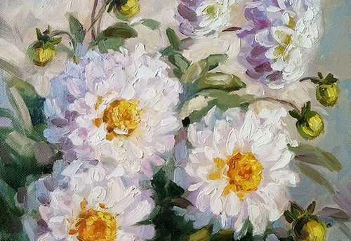 Картина маслом цветы Георгины