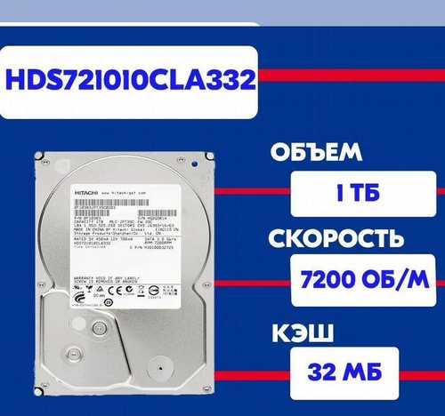 Жесткий диск Hitachi 3,5" SATA II 1Tb 7200rpm