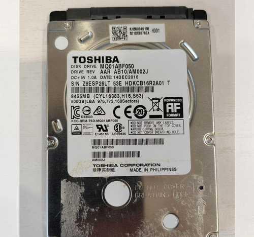 Жесткий диск для ноутбука 2.5 Toshiba