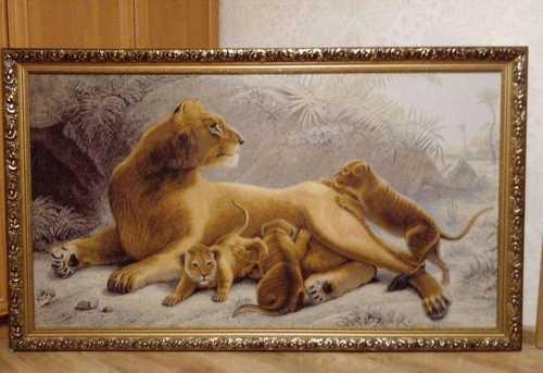 Картина со львами