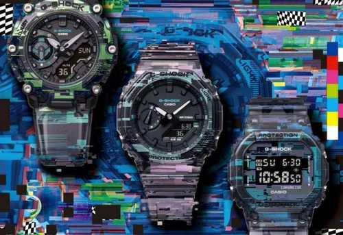 Часы муж Casio G-shock DW-5600NN-1E глитч-принт