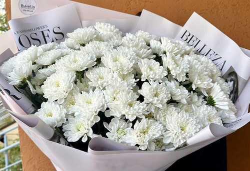 Моно букет цветов из хризантем белые с доставкой