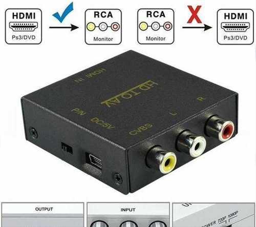 Мини преобразователь видеосигнала с hdmi на AV(RCA