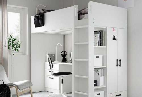 Кровать-чердак, письменный стол, IKEA