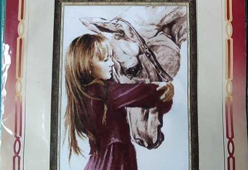 Набор для вышивания Золотое руно Девочка с лошадью
