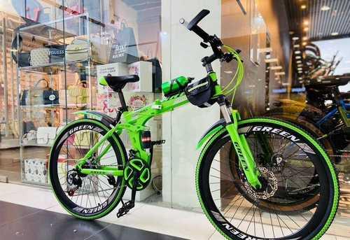 Велосипед новый складной зеленый
