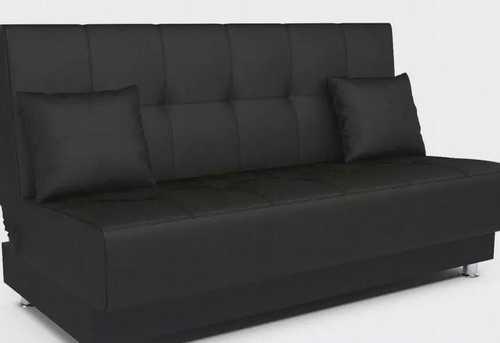 Прямой диван Мария - экокожа черная