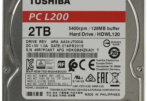 Жесткий диск Toshiba L200 2тб новый