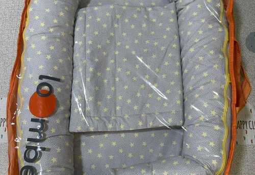 Комплект Loombee кокон-гнездо+ одеяло серый/желтый