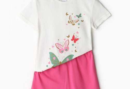 Комплект (футболка, шорты) для девочки, цвет молоч
