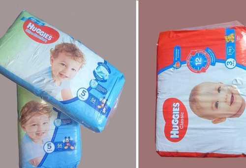 Подгузники нов Huggies Ultra comfort 5 и Classic 3