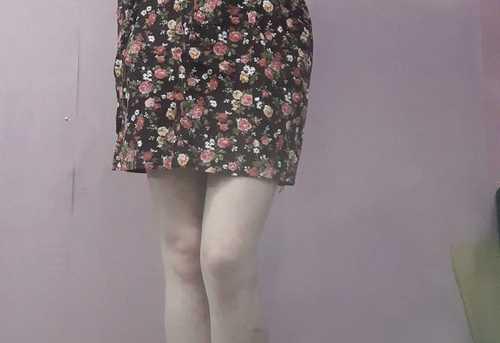Вельветовая юбка с принтом 46 миди