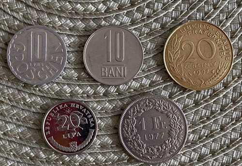 Набор монет Европа 5 шт