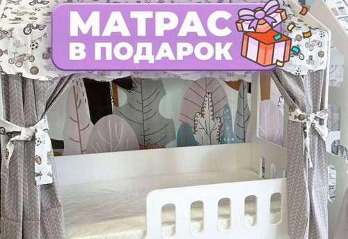 Одноярусная кроватка с матрасом