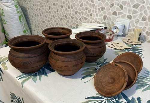 Горшочки глиняные для запекания ручной работы