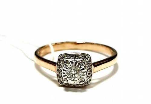 Золотое кольцо с бриллиантом 16размер